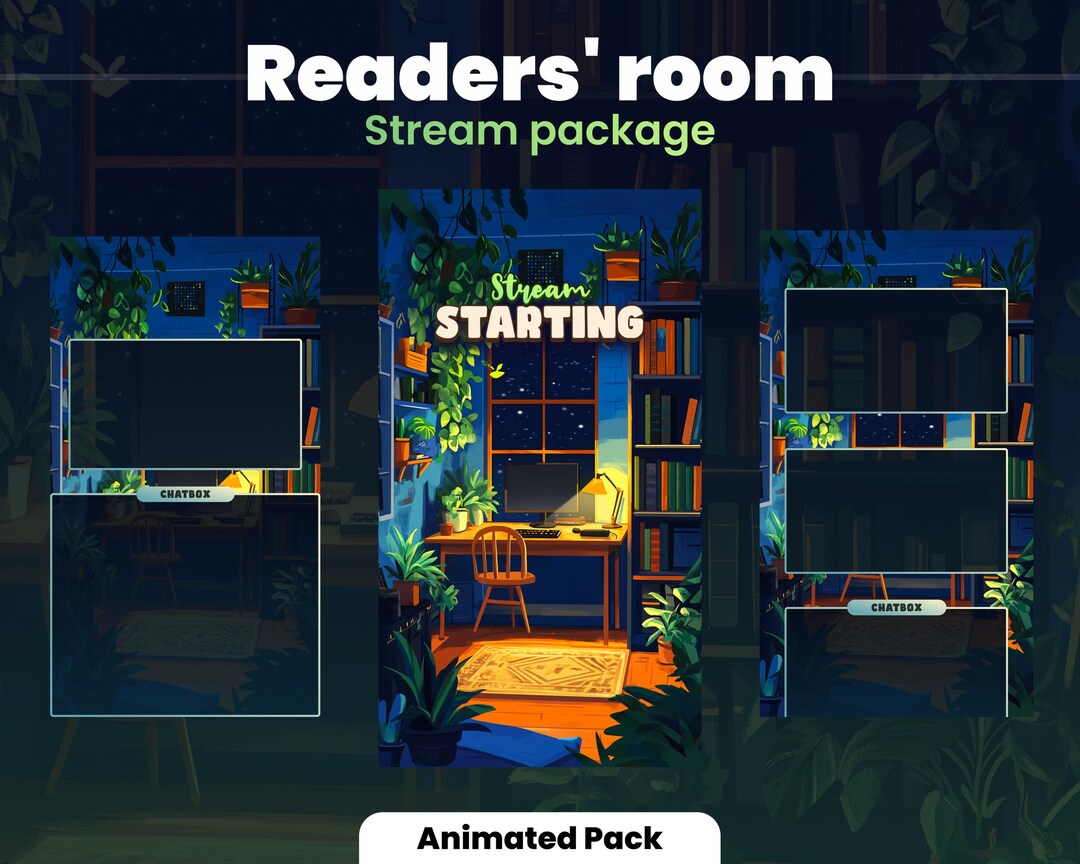 TIKTOK STREAMPACK | Reader's Room | Animated Stream Package | Phone Size | Overlays, Scenes ...