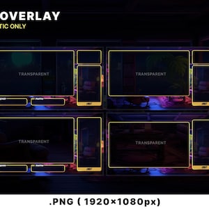 Low-fi Neon Room Stream Overlay | Animated | Overlay, Screen, Panels ...