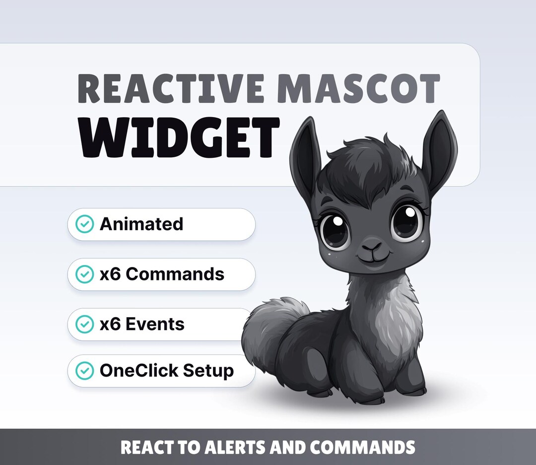 REACTIVE STREAM PET - Black Llama - Twitch Widget - Hd Files - Instant ...
