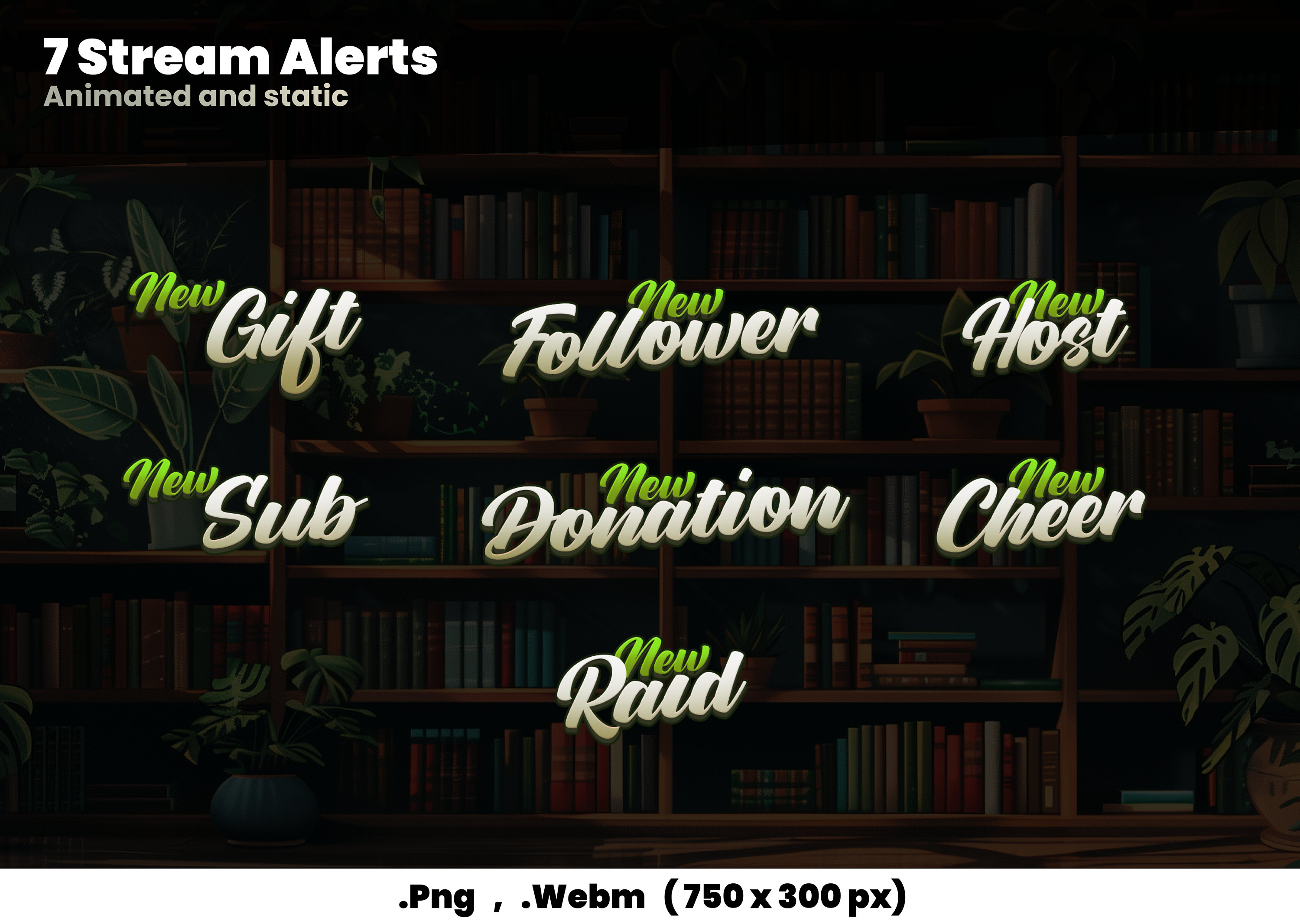 Low-fi Library Overlays Kit Twitch Stream Package Animated Wooden ...
