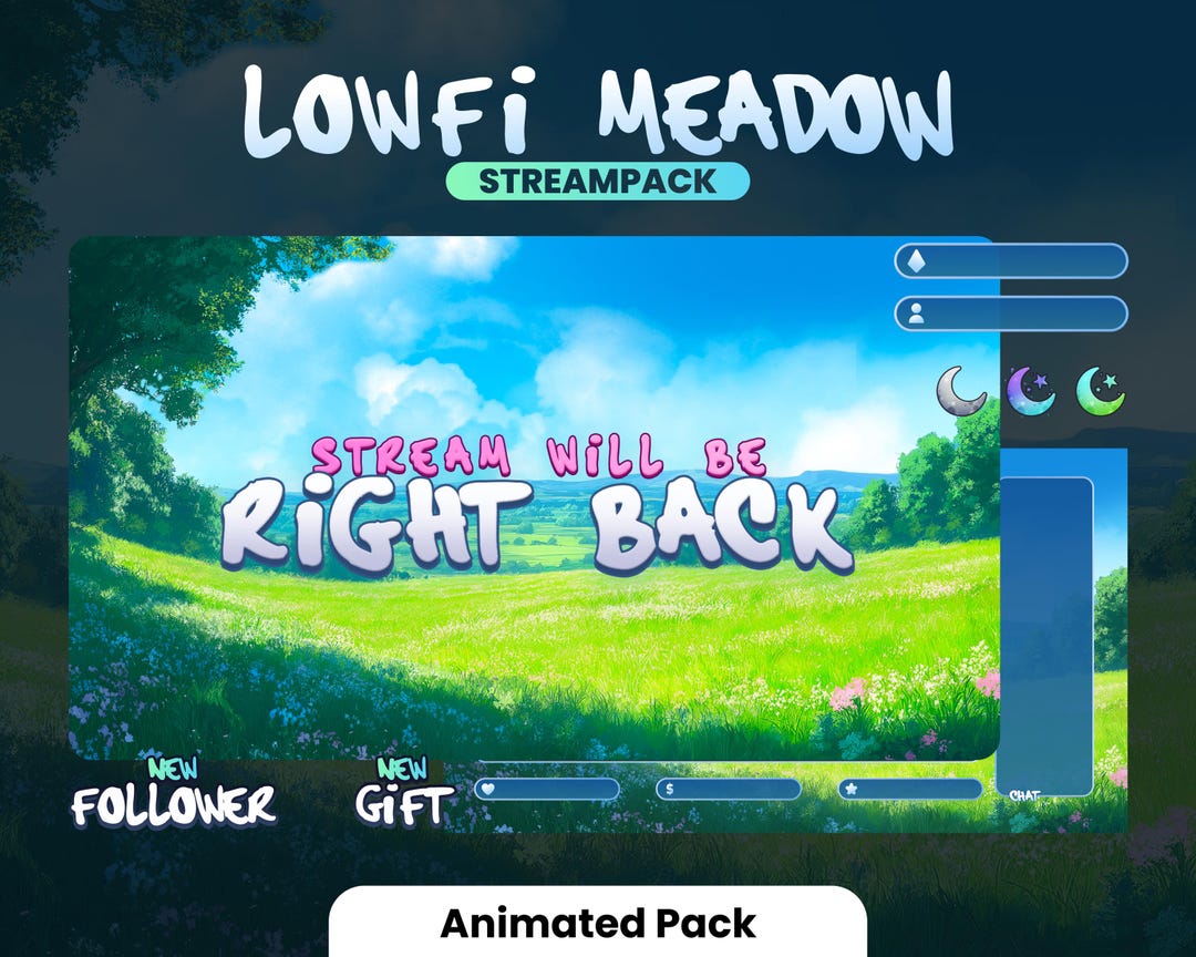 STREAM PACK - Lowfi Meadow - 1920x1080px - Animated Package - Overlays ...