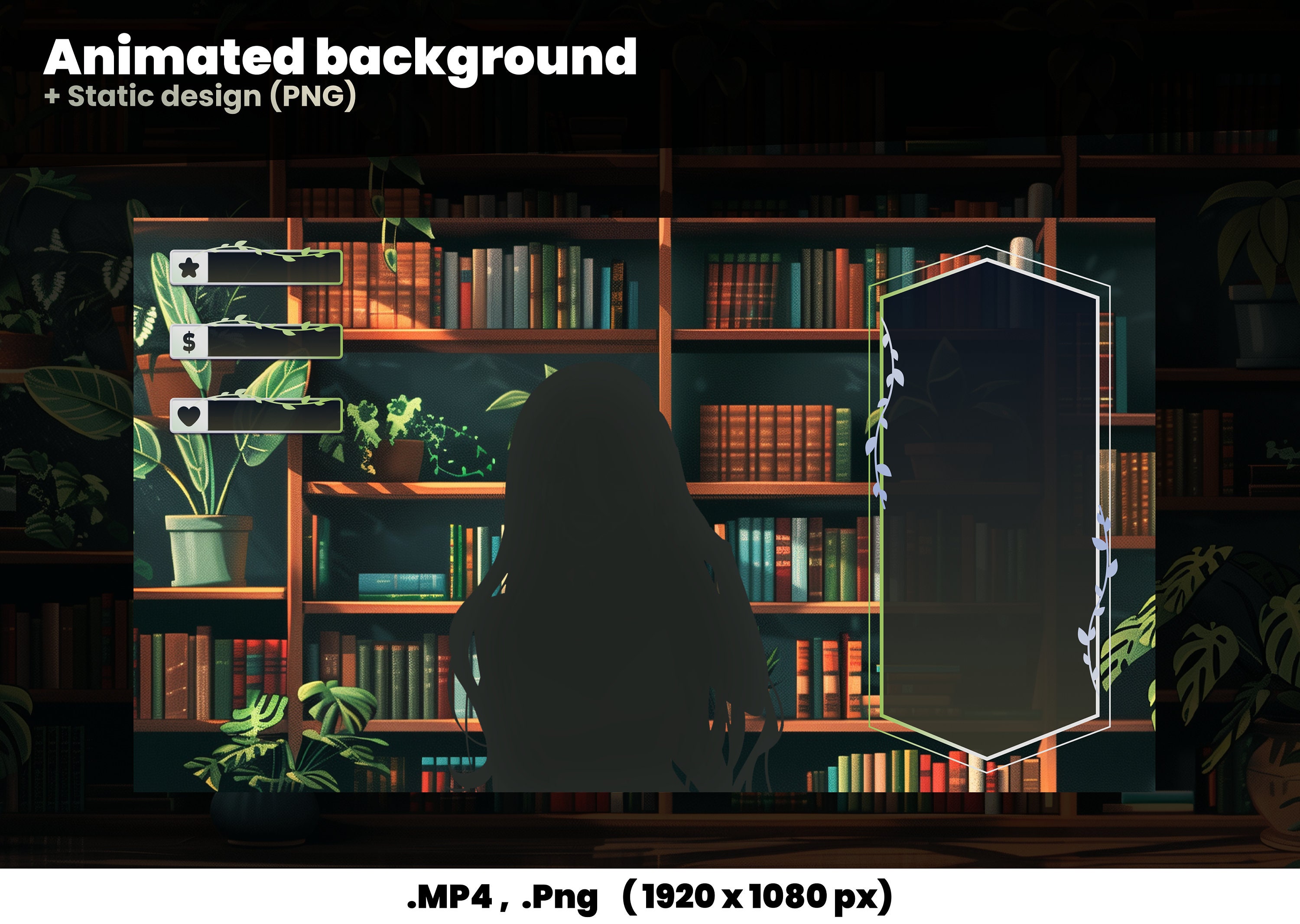 Low-fi Library Overlays Kit - Twitch Stream Package - Animated Wooden ...