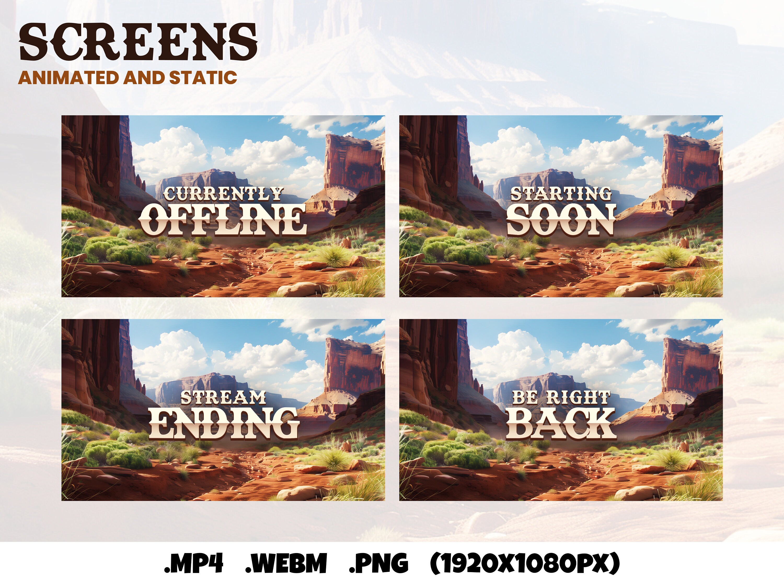 WESTERN Twitch Stream Package Animated Orange and Yellow Texas Canyon ...
