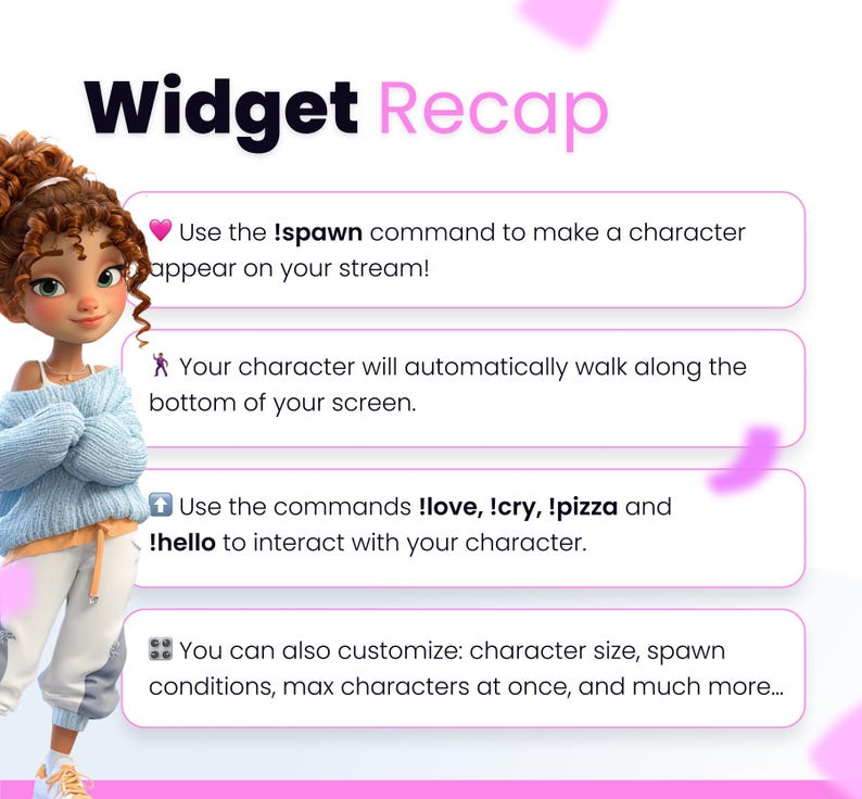 Girls Stream Widget - Twitch and Youtube // Spawn Cute Character on ...