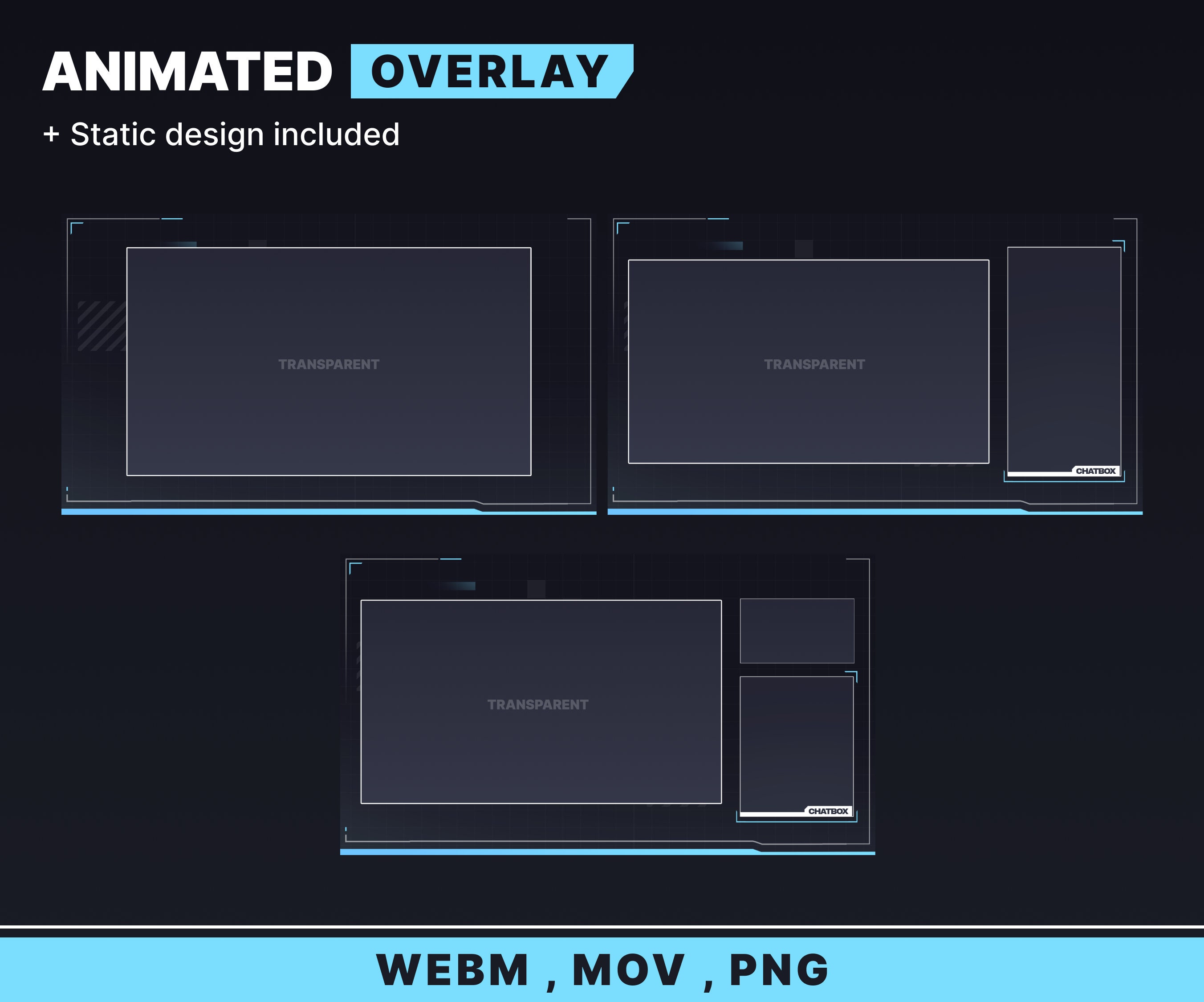ANIMATED STREAM OVERLAY - Cyber Minimalist - Black Blue - Twitch and ...