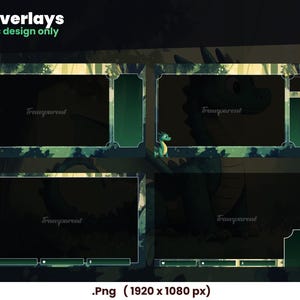 Cute Dragon Overlay Pack | Twitch Dragon Stream Package | Green Forest ...