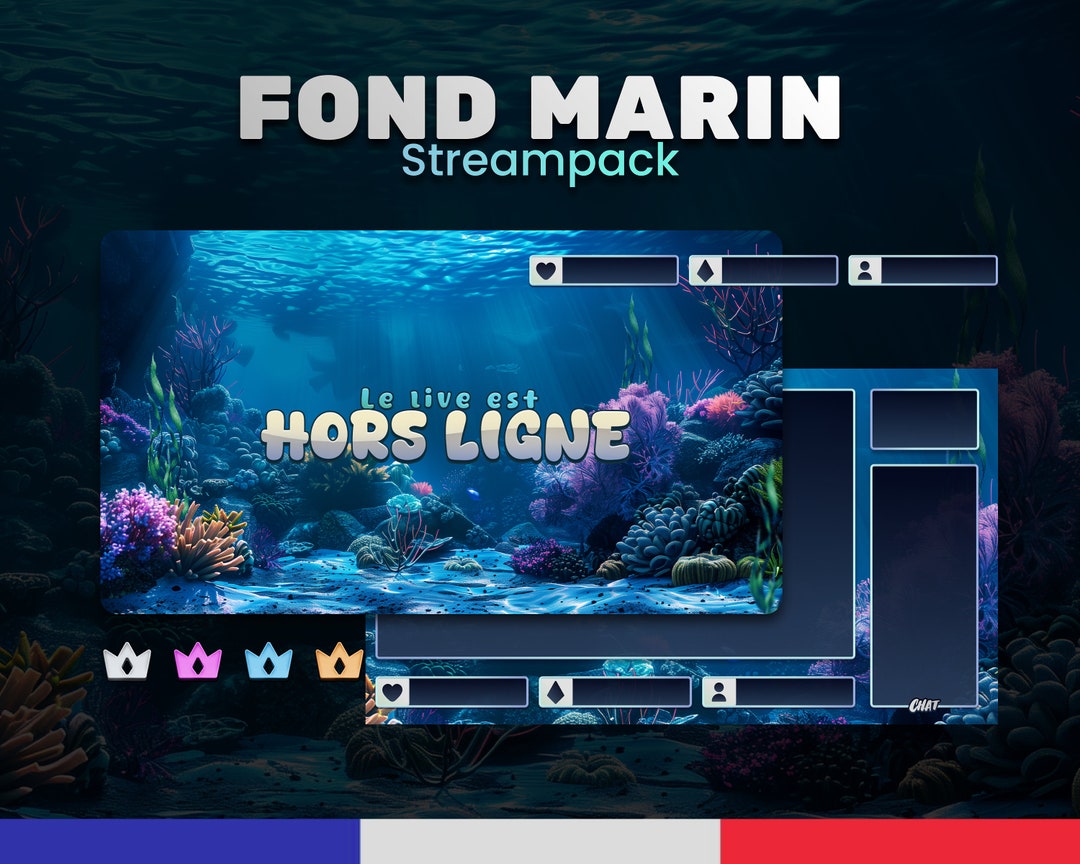 FOND MARIN STREAMPACK - Ocean Overlays Francais - Package Animé Fr - Écrans, Alerts, Badges Et ...