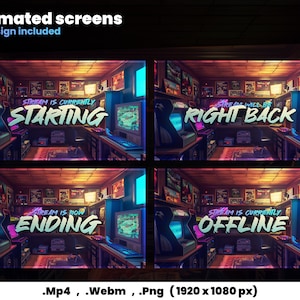 RETRO GAMING ROOM Streampack - Twitch Retro Overlays - Blue and Red ...