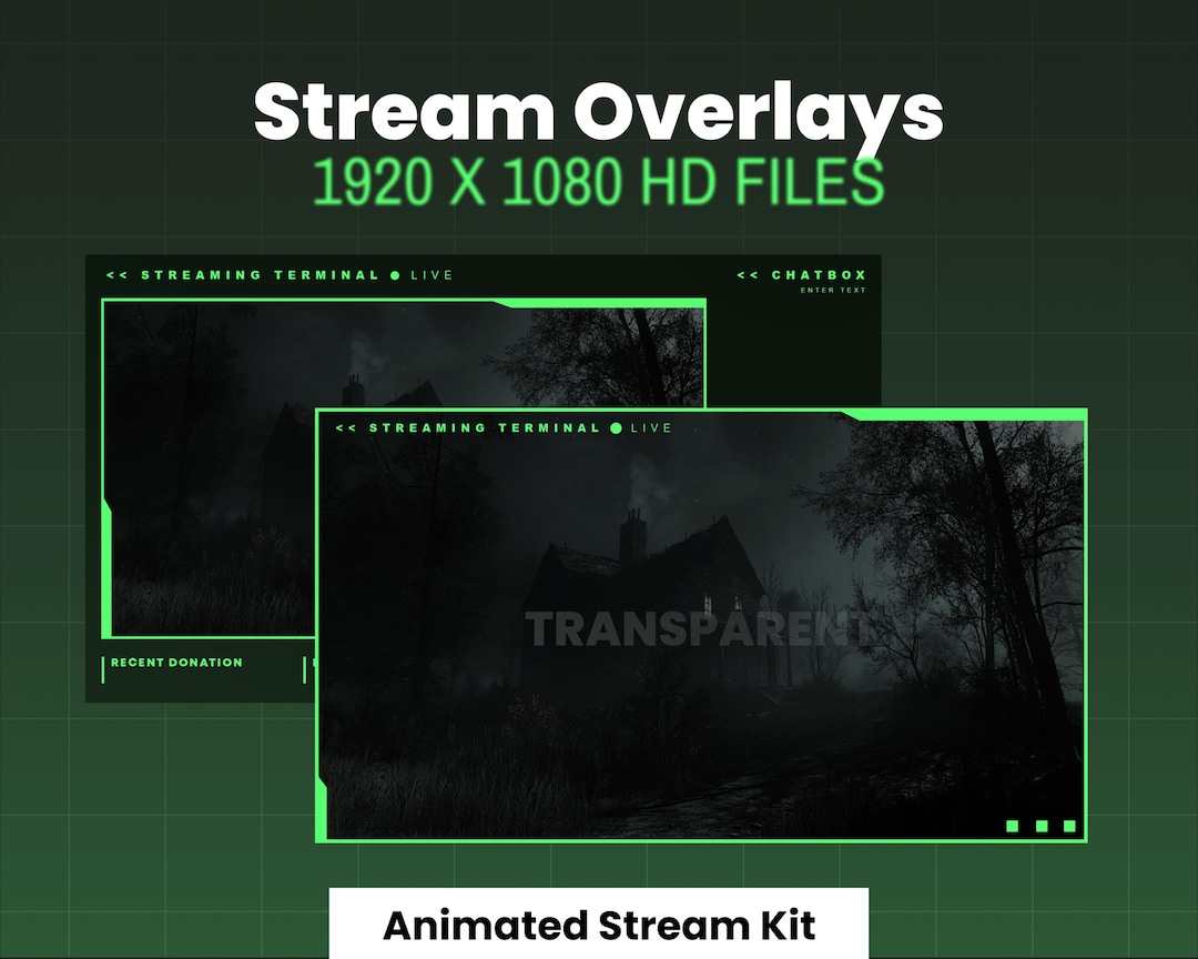 STREAM OVERLAYS KIT - 3 Green Overlays - Obs // Streamlabs ...