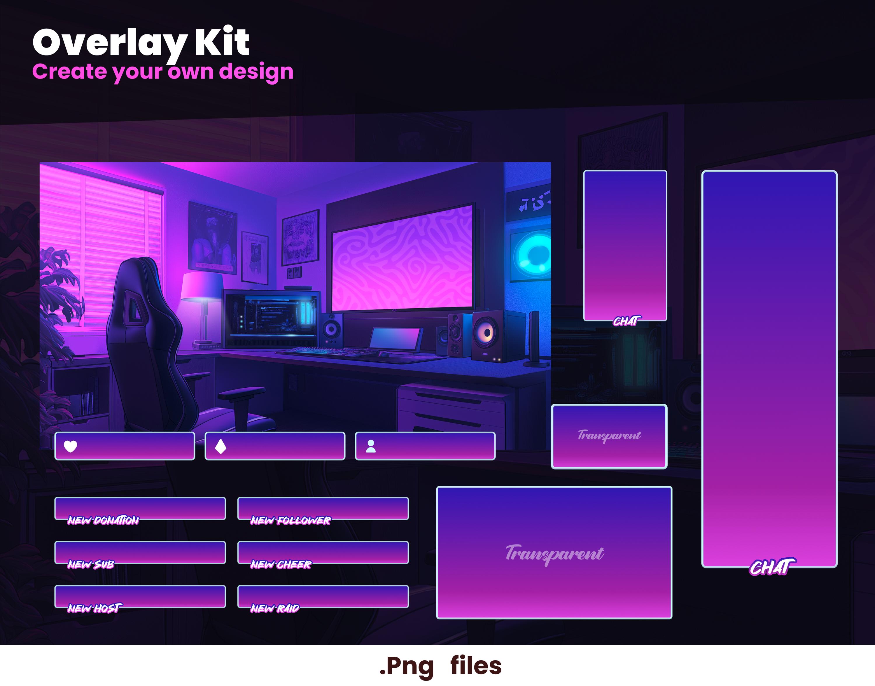 Purple Gaming Room Stream Package - 1920x1080px - Animated - Black and ...