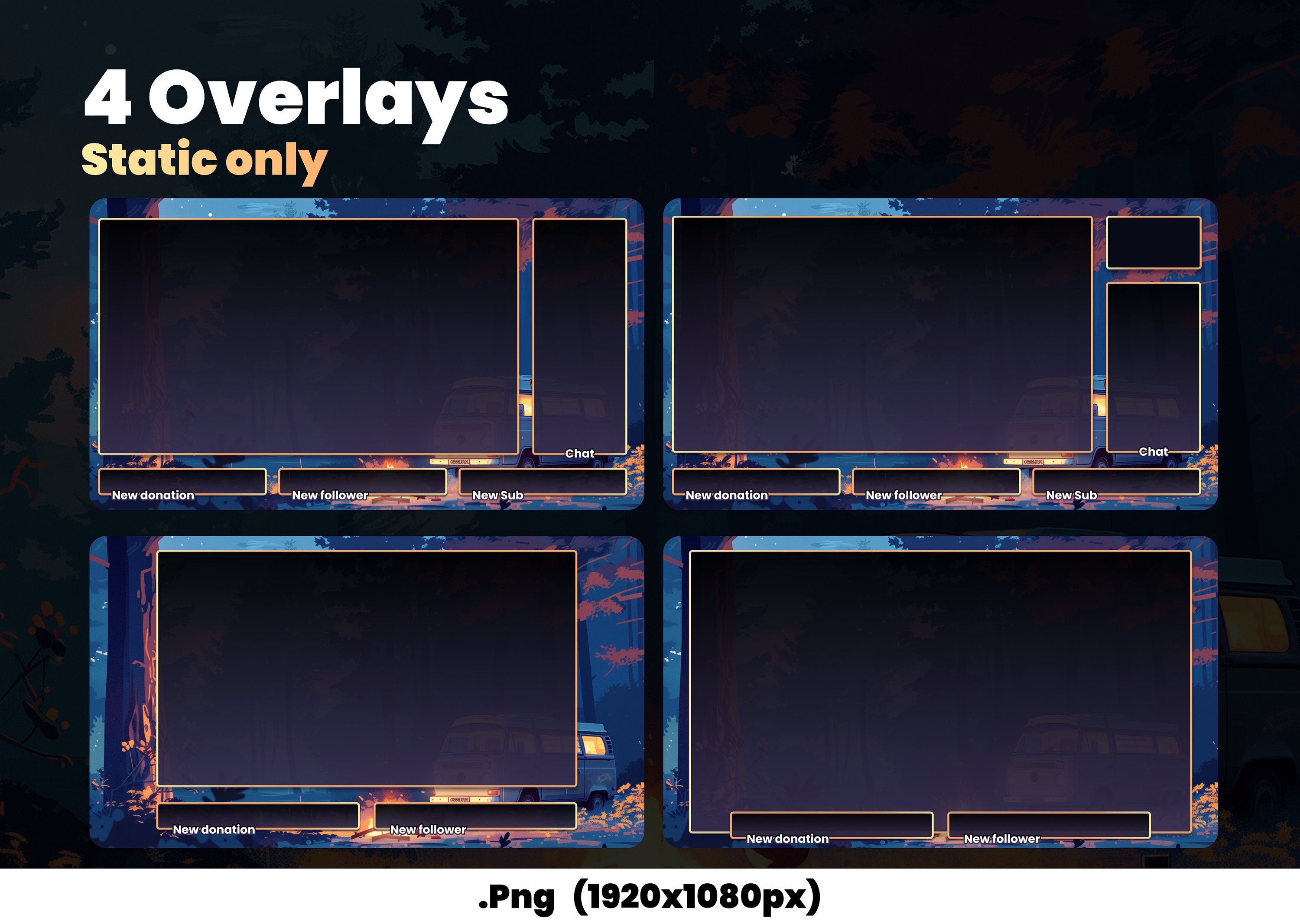 Van in the Forest Twitch Stream Package Animated Overlays Van Life ...