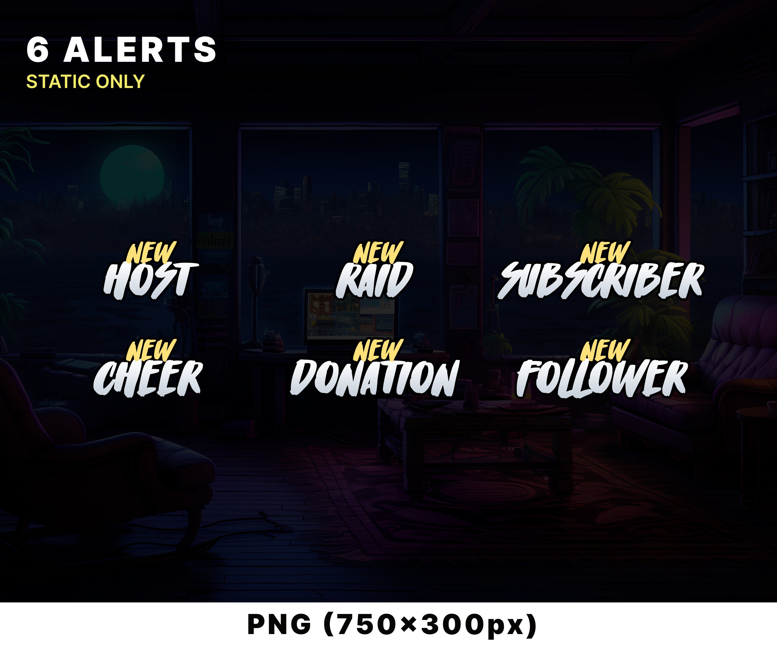 Low-fi Neon Room Stream Overlay Animated Overlay, Screen, Panels ...