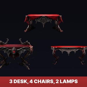 Gothic Vampire VTUBER KIT - Chairs, Desk, Lamp - Twitch Design - Static ...