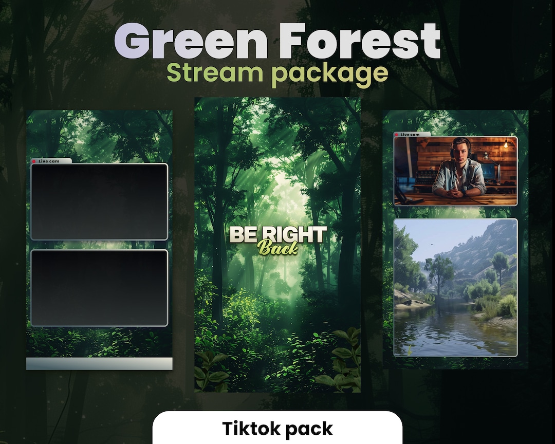 GREEN FOREST Tiktok Stream Package - Tiktok Nature Overlays Kit ...