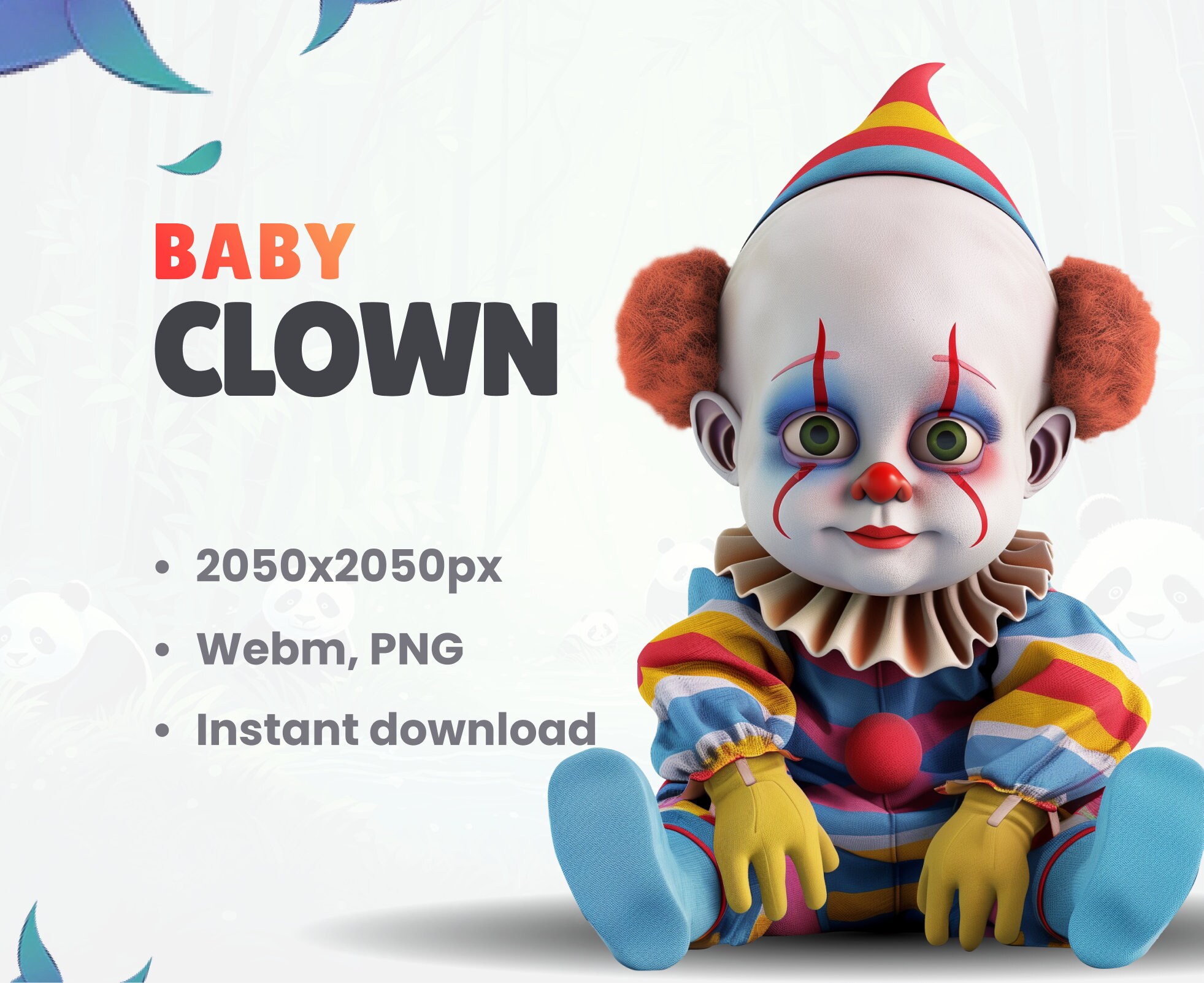 VTUBER PET Baby Clown Spooky Stream Assets Horror Animated Baby Clown ...