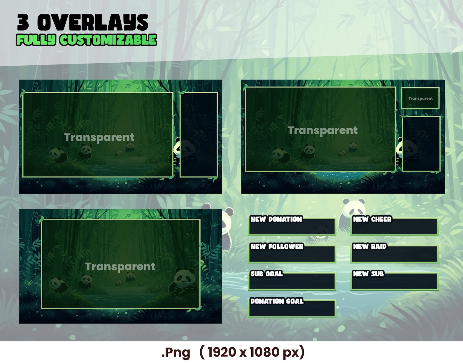 CUTE PANDA BAMBOO Stream Overlay // Full Package // Screens, Alerts ...