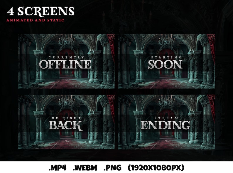 White Vampire Animated Stream Package – Spooky Red and White Theme - Etsy