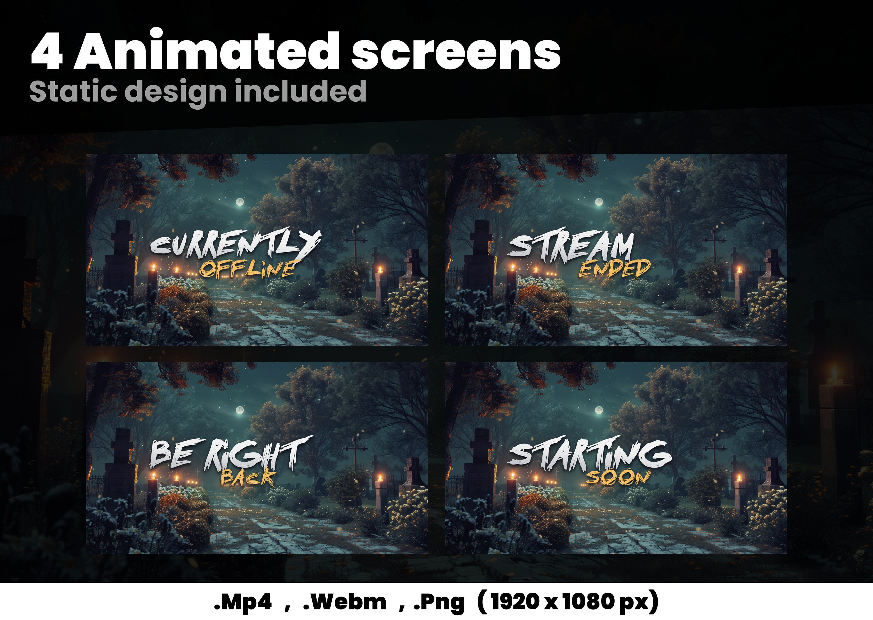 Spooky Horror Stream Overlay Animated Dark Graveyard for Twitch and Obs ...