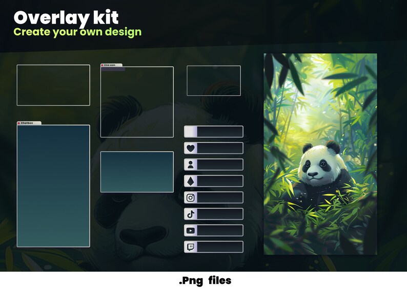 PANDA OVERLAY TIKTOK Full Stream Package Green Bamboo Forest With a ...