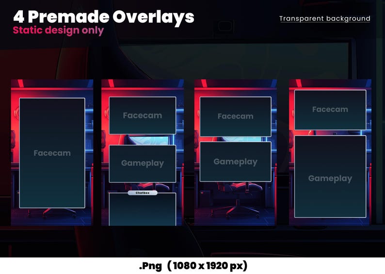 Neon Gaming Stream Overlay Pack | Animated Red and Blue (digital ...