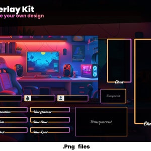 GAMING SETUP Twitch Overlays Kit - Animated Streampack - Low-fi Néon ...