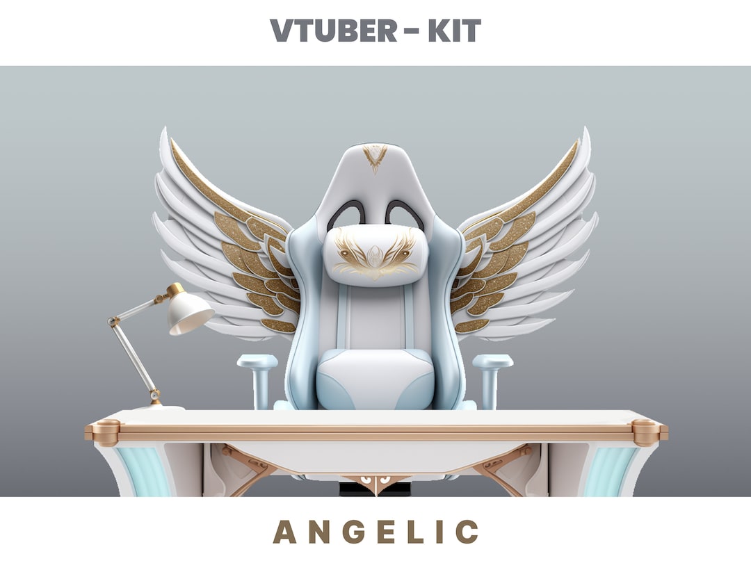 VTUBER Angelic KIT - White Vtuber Asset - Chairs, Desk, Lamp - Twitch ...