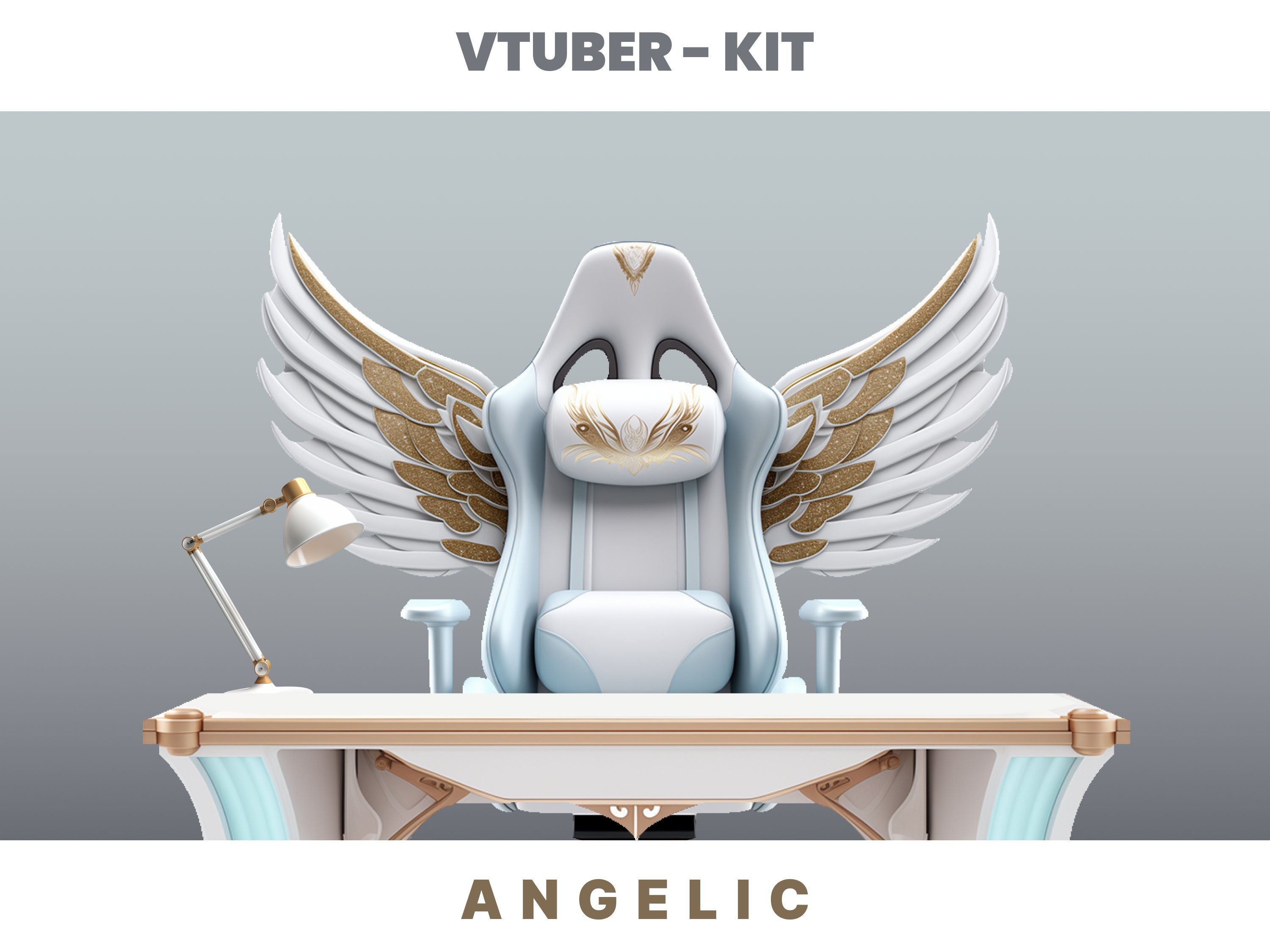 VTUBER Angelic KIT White Vtuber Asset Chairs, Desk, Lamp Twitch Design ...