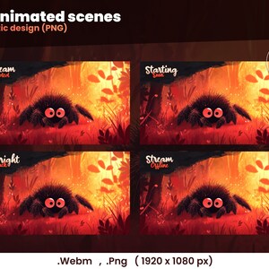 Cute Spider Overlays Pack Twitch Stream Package Animated Black Baby ...