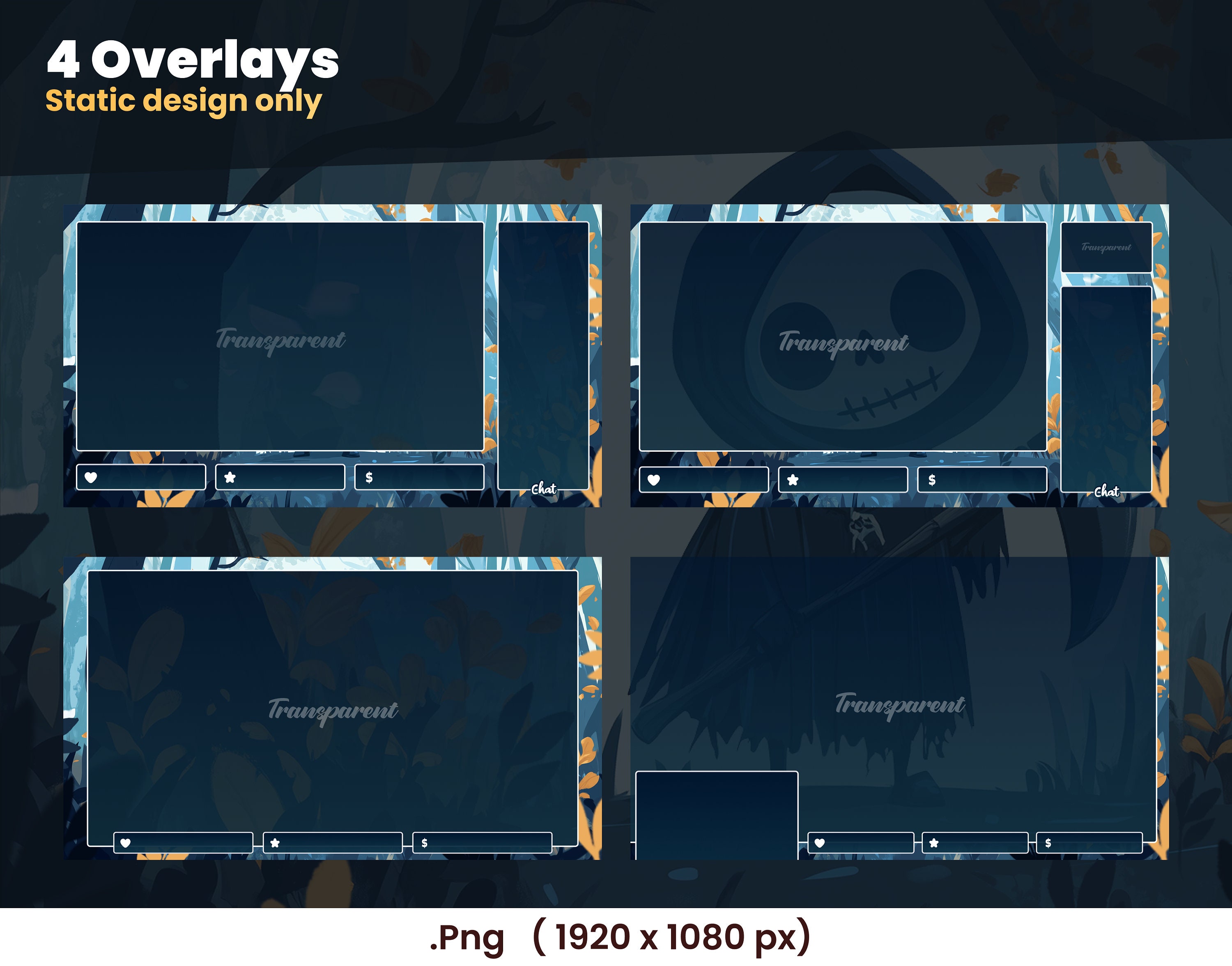 Cute Reaper Overlay Kit | Twitch Stream Package | Animated | Low-fi ...