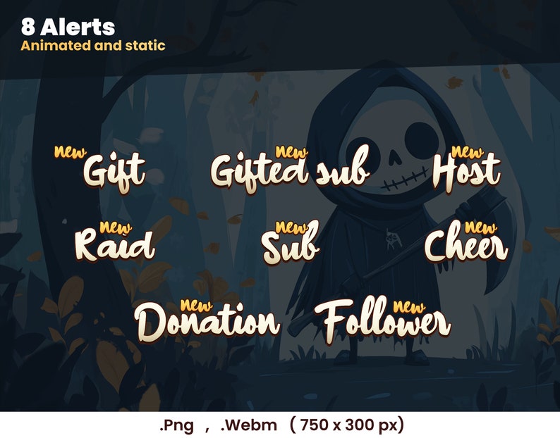Cute Reaper Overlay Kit | Twitch Stream Package | Animated | Low-fi ...