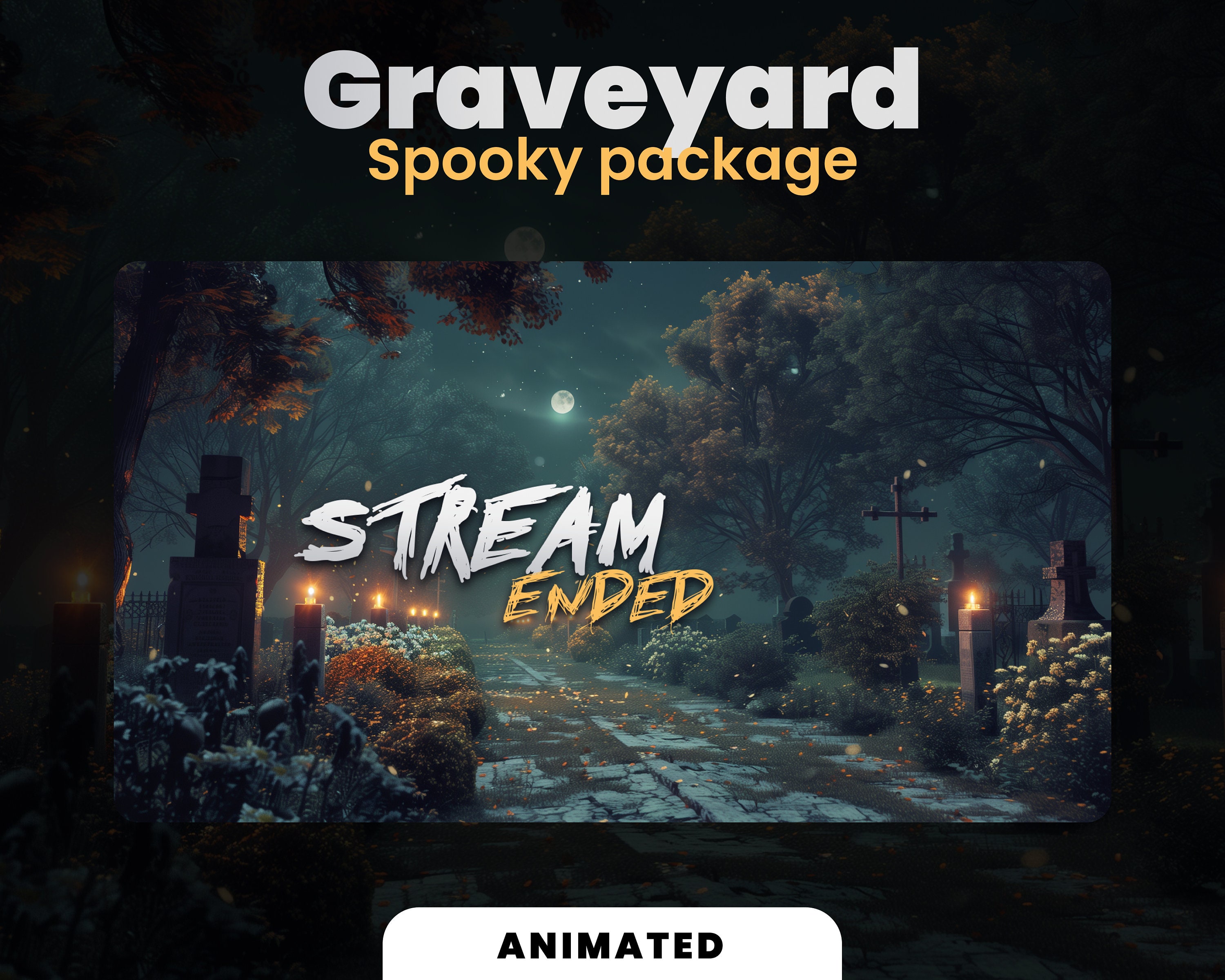 Spooky Horror Stream Overlay Animated Dark Graveyard for Twitch and Obs ...
