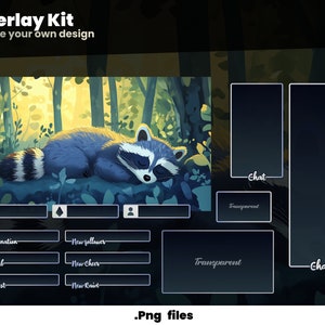 Cute Raccoon Overlays Kit - Twitch Stream Package - Animated Streampack ...