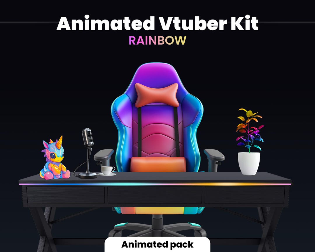 VTUBER KIT - RAINBOW- Chairs, Desk, Mics and More! Stream Asset for ...
