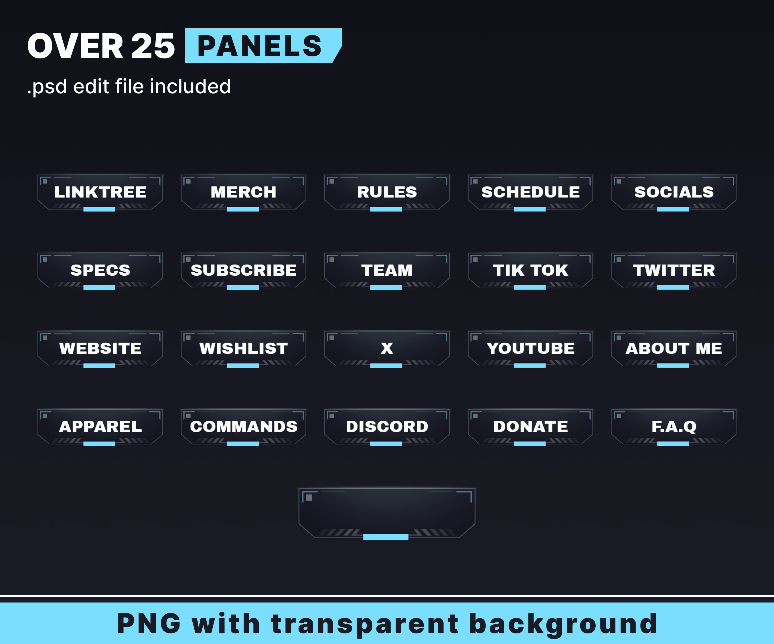 ANIMATED STREAM OVERLAY Cyber Minimalist Black Blue Twitch and Obs ...