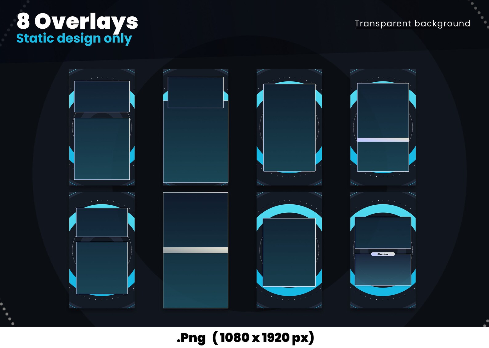 Tiktok Overlays Kit High Tech Black and Blue Animated Stream Package ...