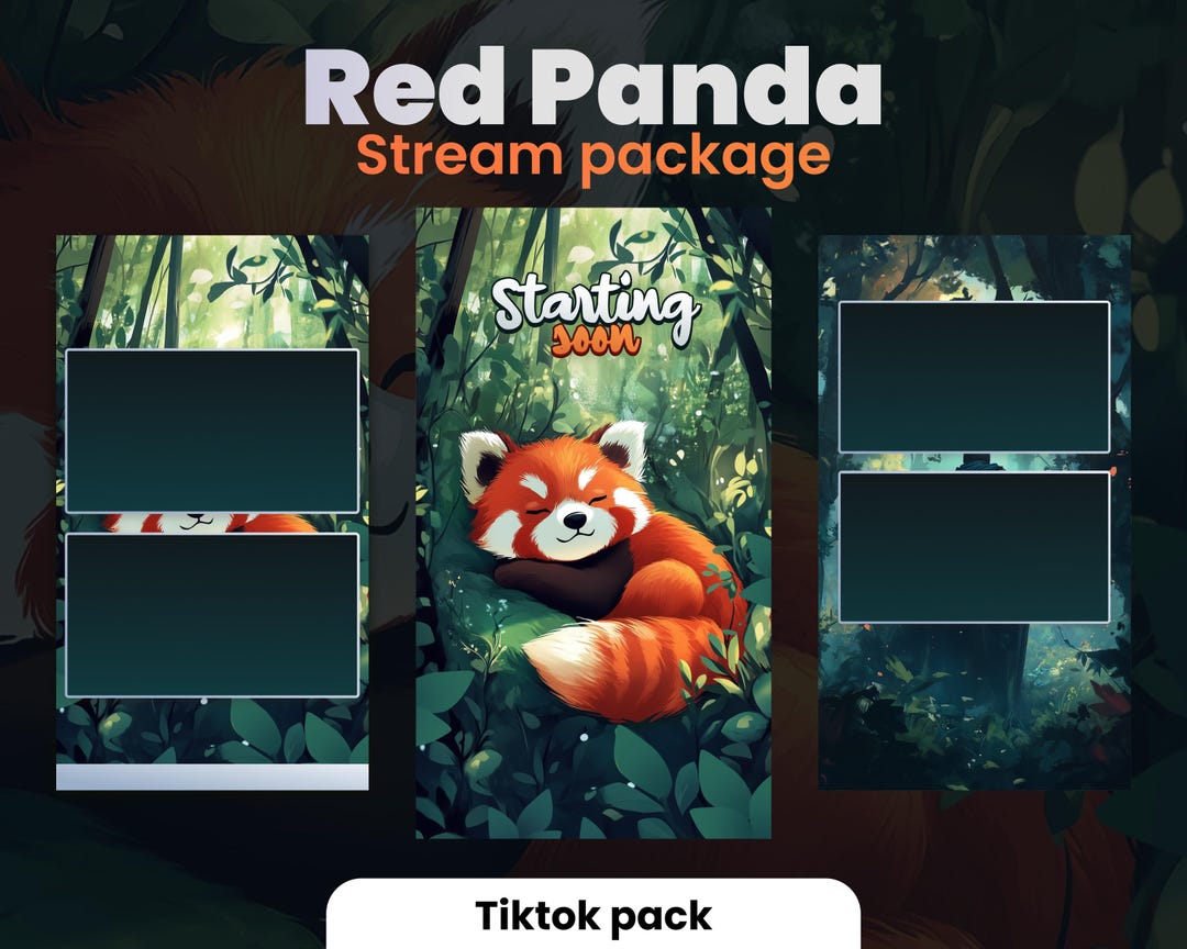 Tiktok Overlays Red Panda | Animated Stream Package | Cute Red Panda ...
