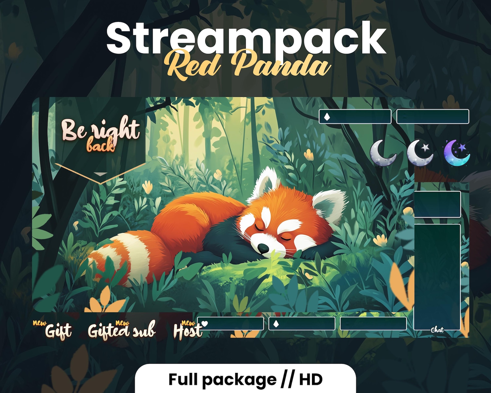 Twitch Overlays Red Panda | Streampack | Cute Red Panda Sleeping in a ...