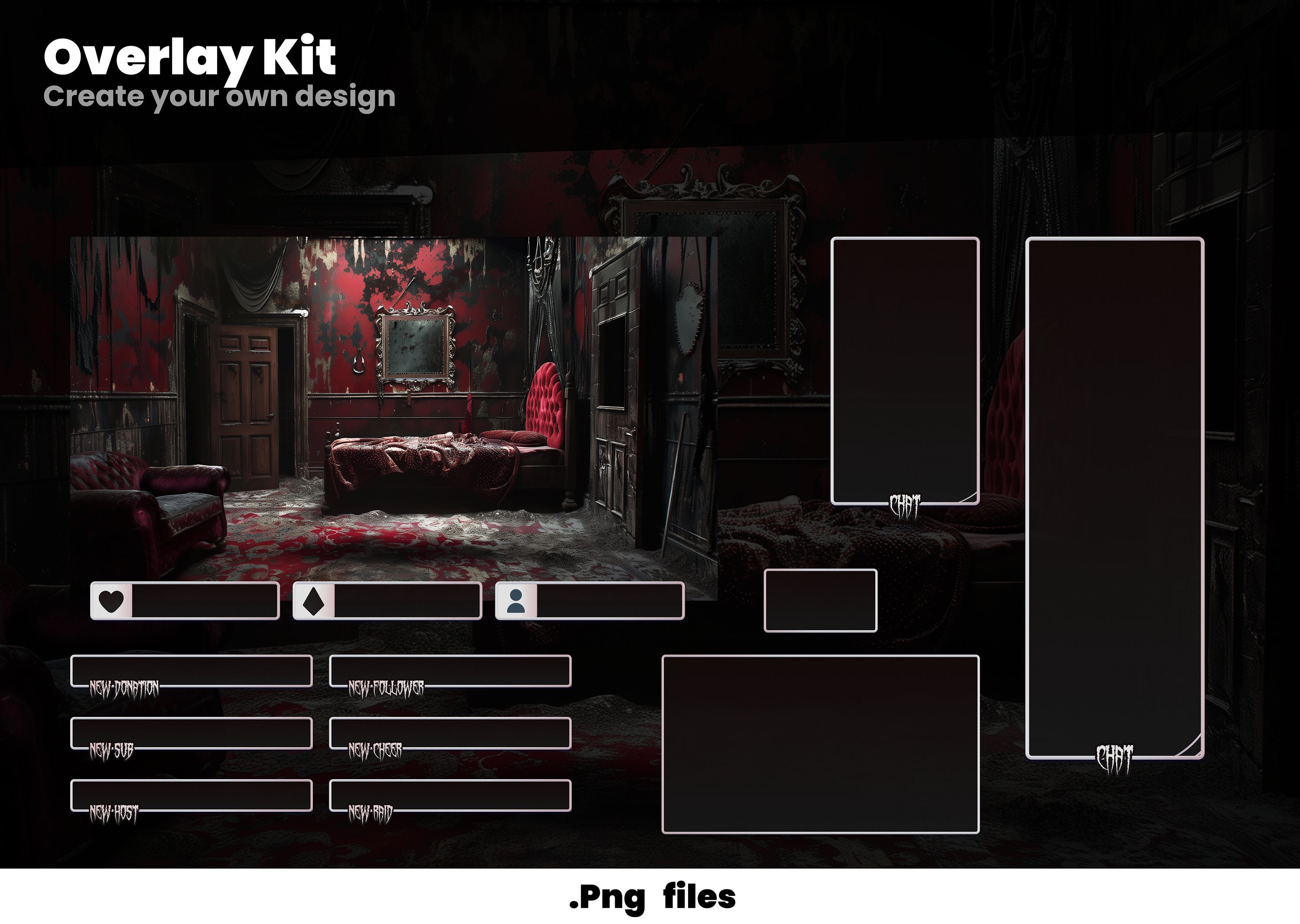HORROR ROOM Twitch Stream Package Animated Streampack Black and Red ...