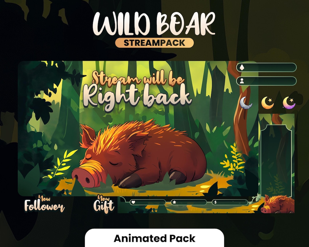 STREAM PACK - Wild Boar - 1920x1080px - Animated - Forest - Overlays ...