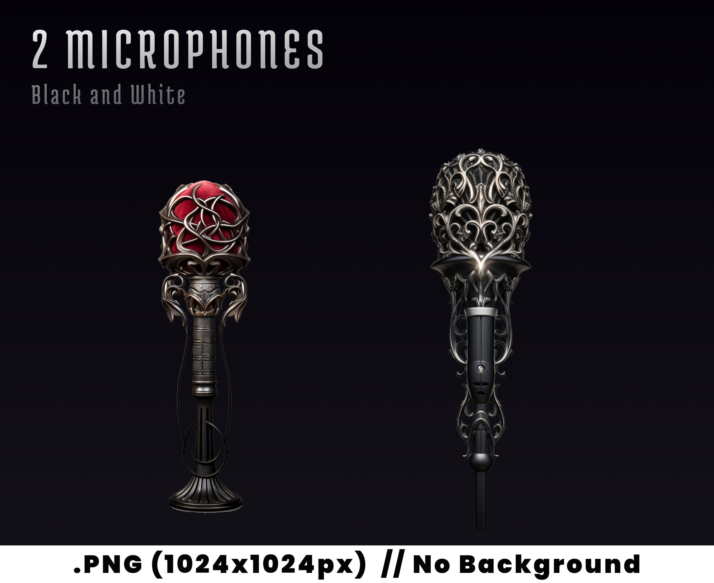 VTUBER KIT Bones Skull Theme Thrones , Tables and Microphone Black and ...