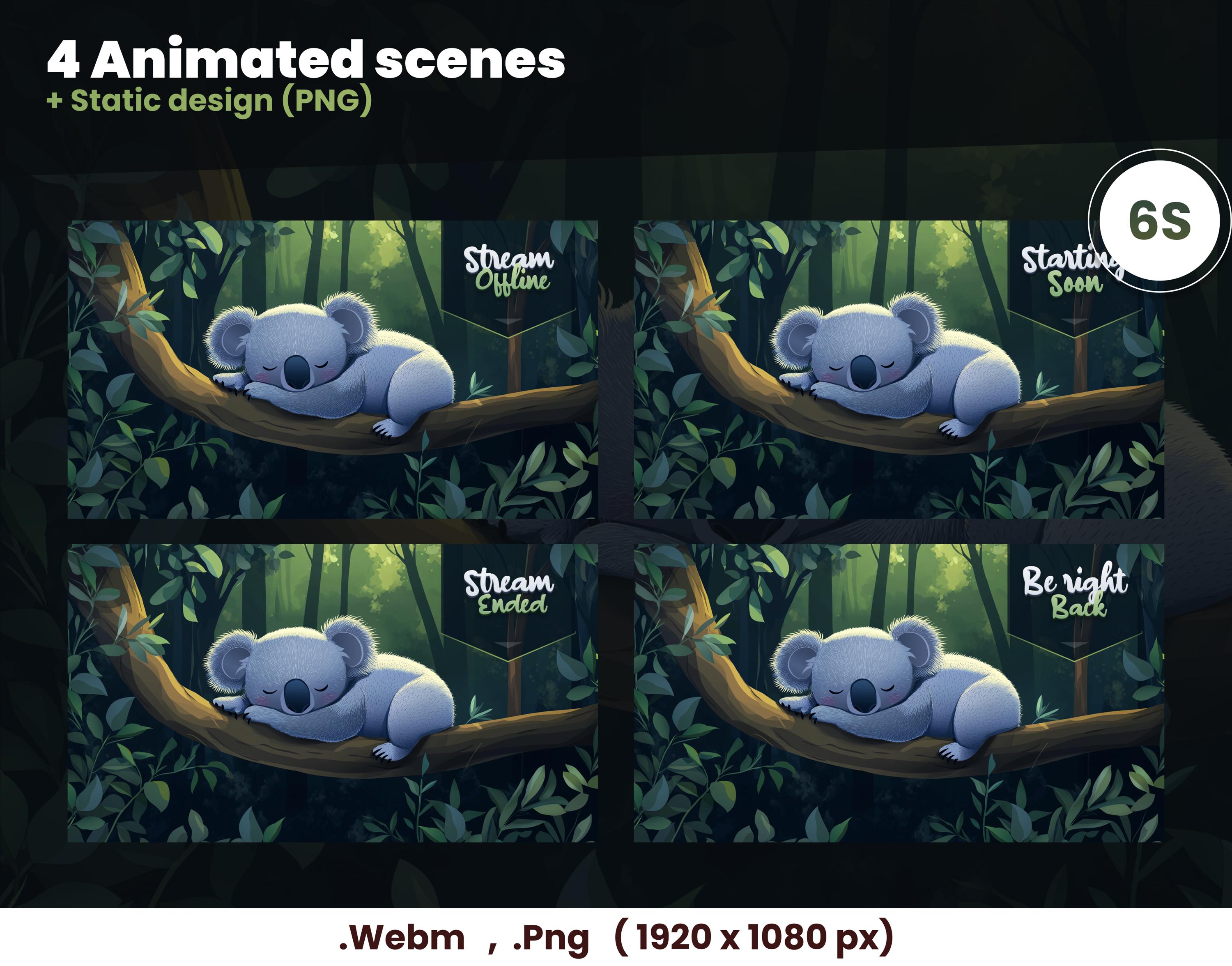 STREAMPACK "cute Koala" | Animated Kit | 1920x1080px | Overlays, Scenes ...
