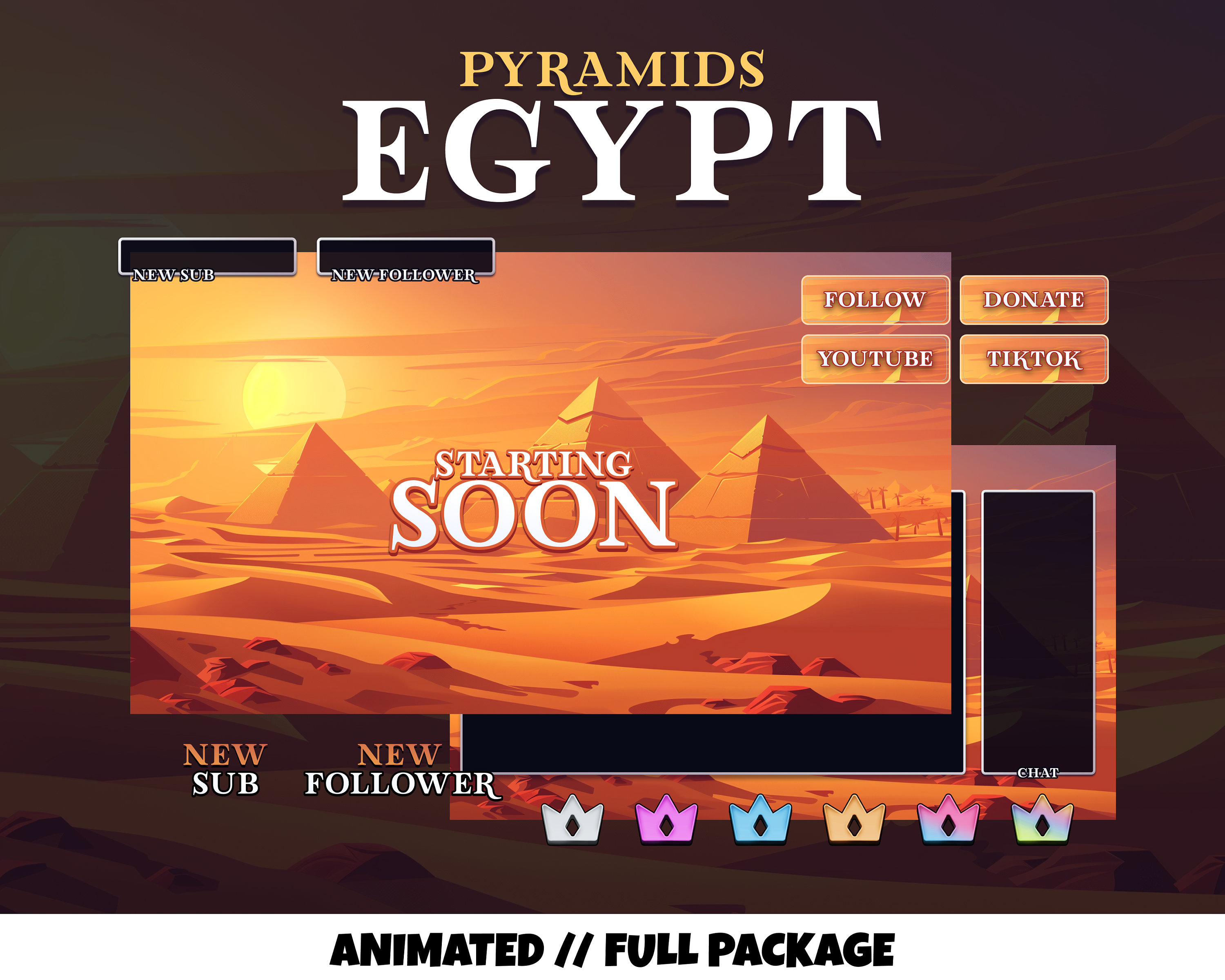 STREAM PACKAGE Pyramids Egypt Animated COLORS Desert Vibes Cléopâtre ...