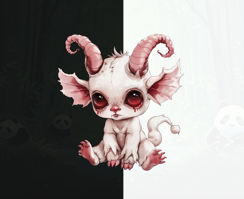 VTUBER PET - Cute White Demon - Blood Eyes - Gothic Stream Assets ...