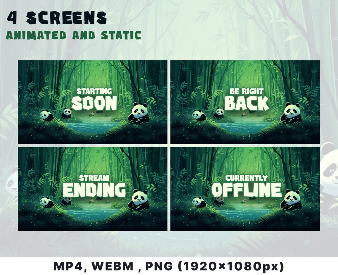 CUTE PANDA BAMBOO Stream Overlay // Full Package // Screens, Alerts ...