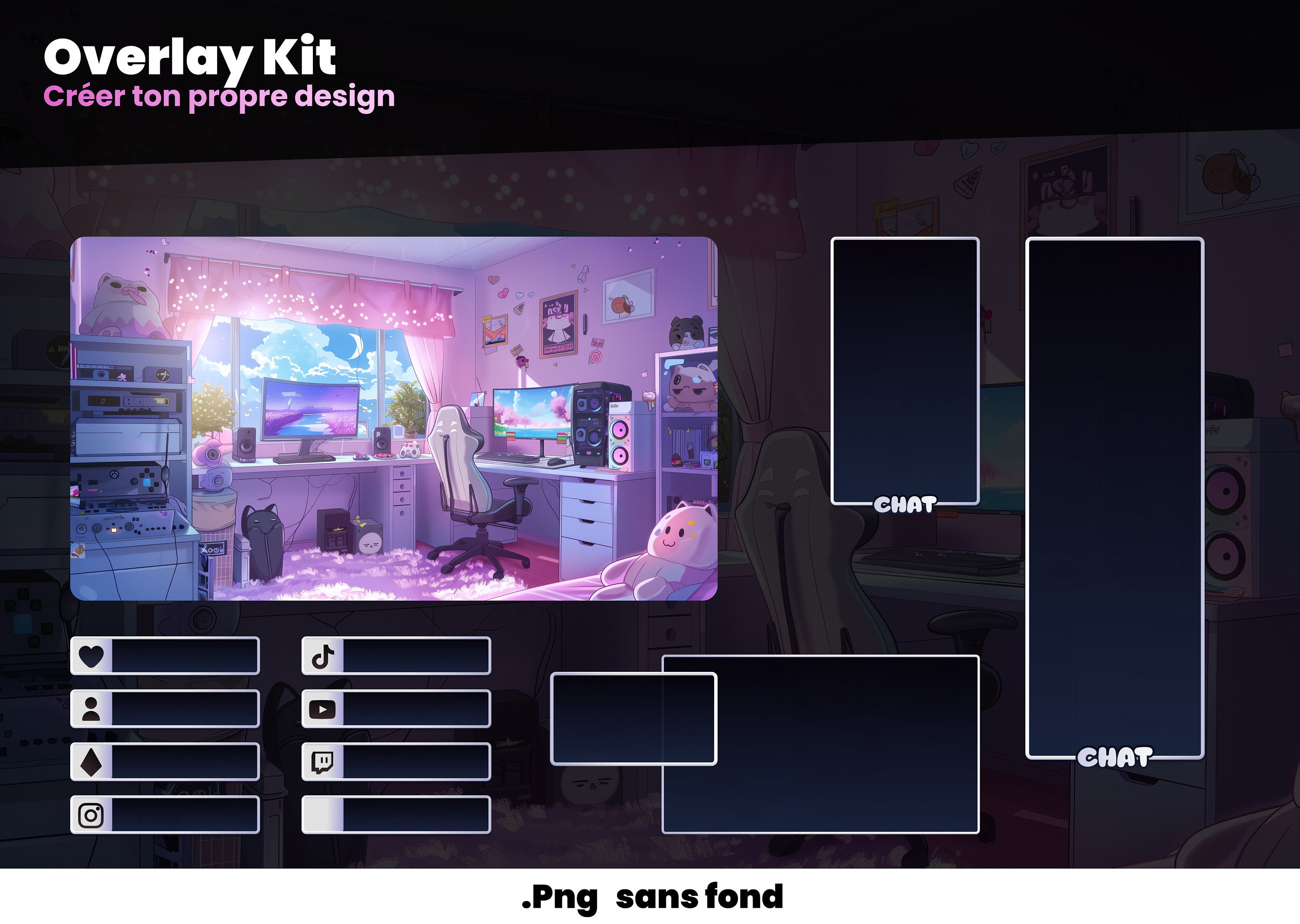 CUTE KAWAI STREAMPACK - French Stream Package - Purple and Pink - Cute ...
