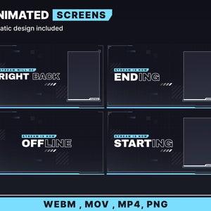 ANIMATED STREAM OVERLAY - Cyber Minimalist - Black Blue - Twitch and ...