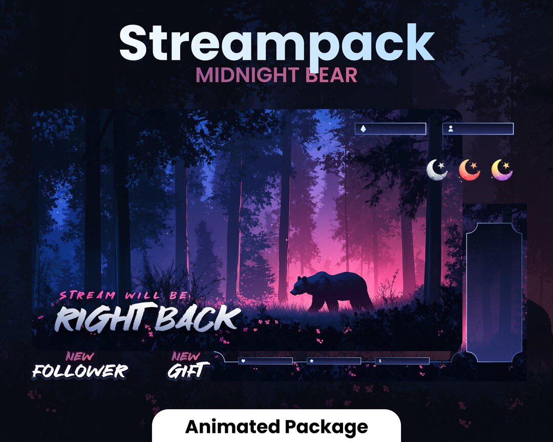 STREAM PACK - Midnight Bear - 1920x1080px - Animated - Forest ...