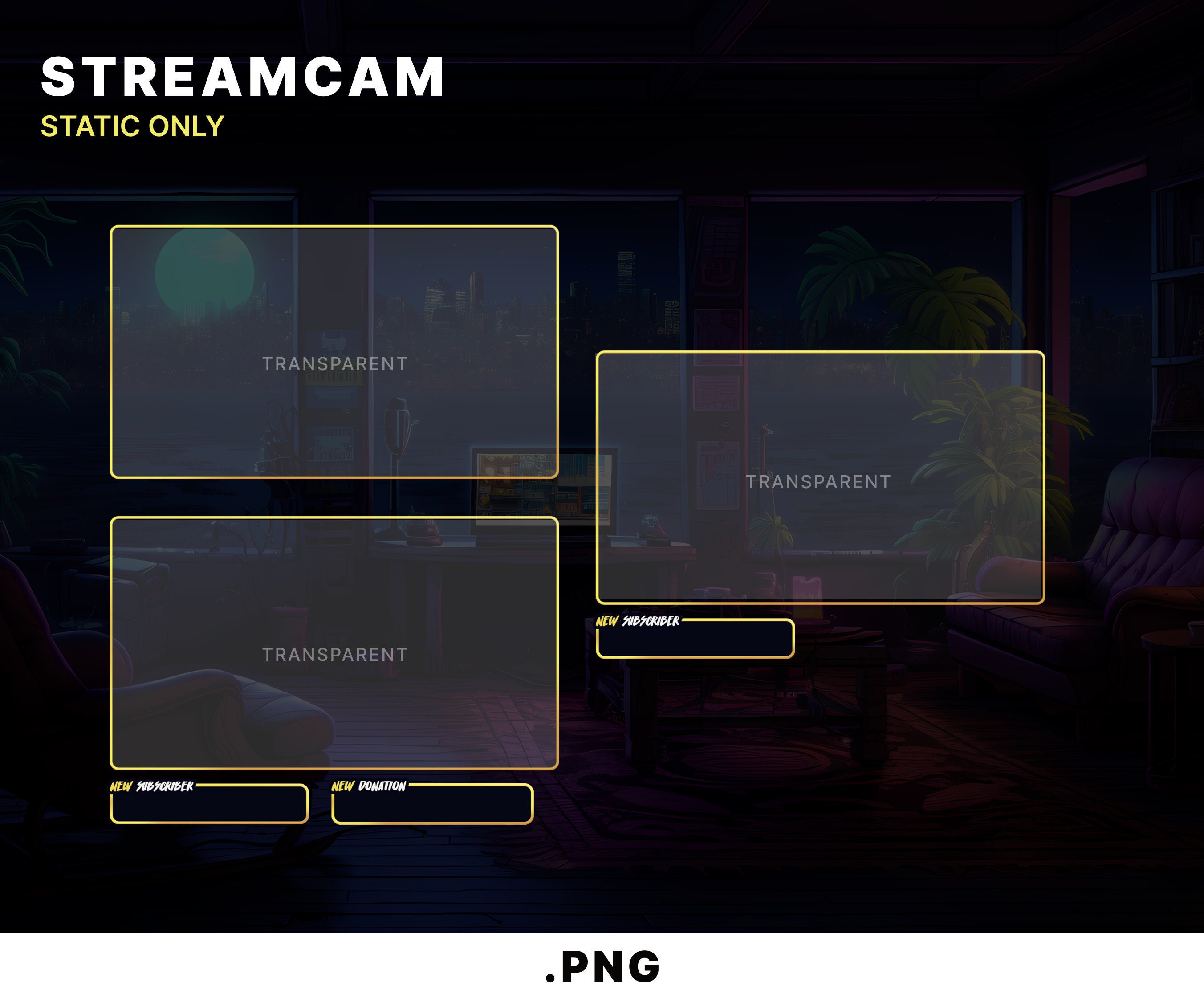 Low-fi Neon Room Stream Overlay Animated Overlay, Screen, Panels ...