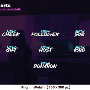 Purple Gaming Room Stream Package - 1920x1080px - Animated - Black and ...