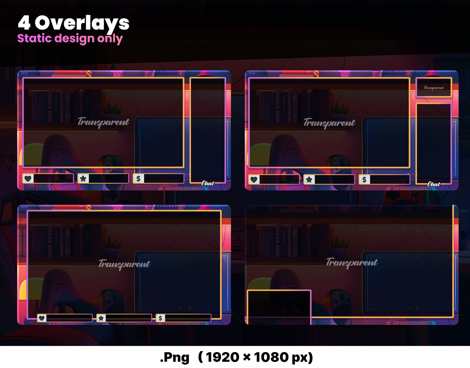 GAMING SETUP Twitch Overlays Kit - Animated Streampack - Low-fi Néon ...